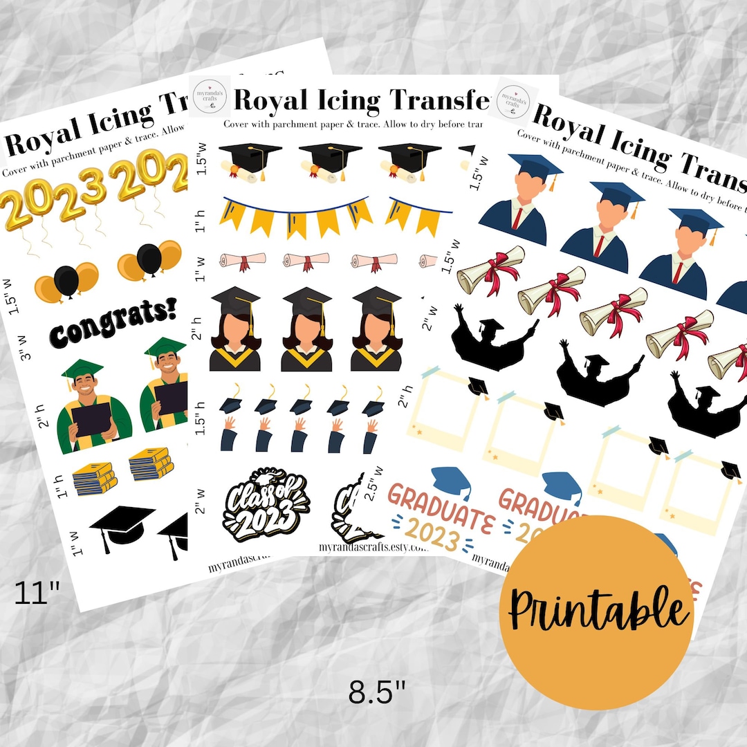 Graduation Royal Icing Transfer Sheets, Grads Transfers, Diploma ...