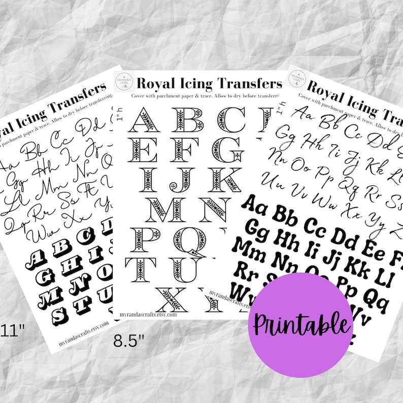 Royal Icing Transfer Letters, Tracing Letters, Digital Download, Fonts ...