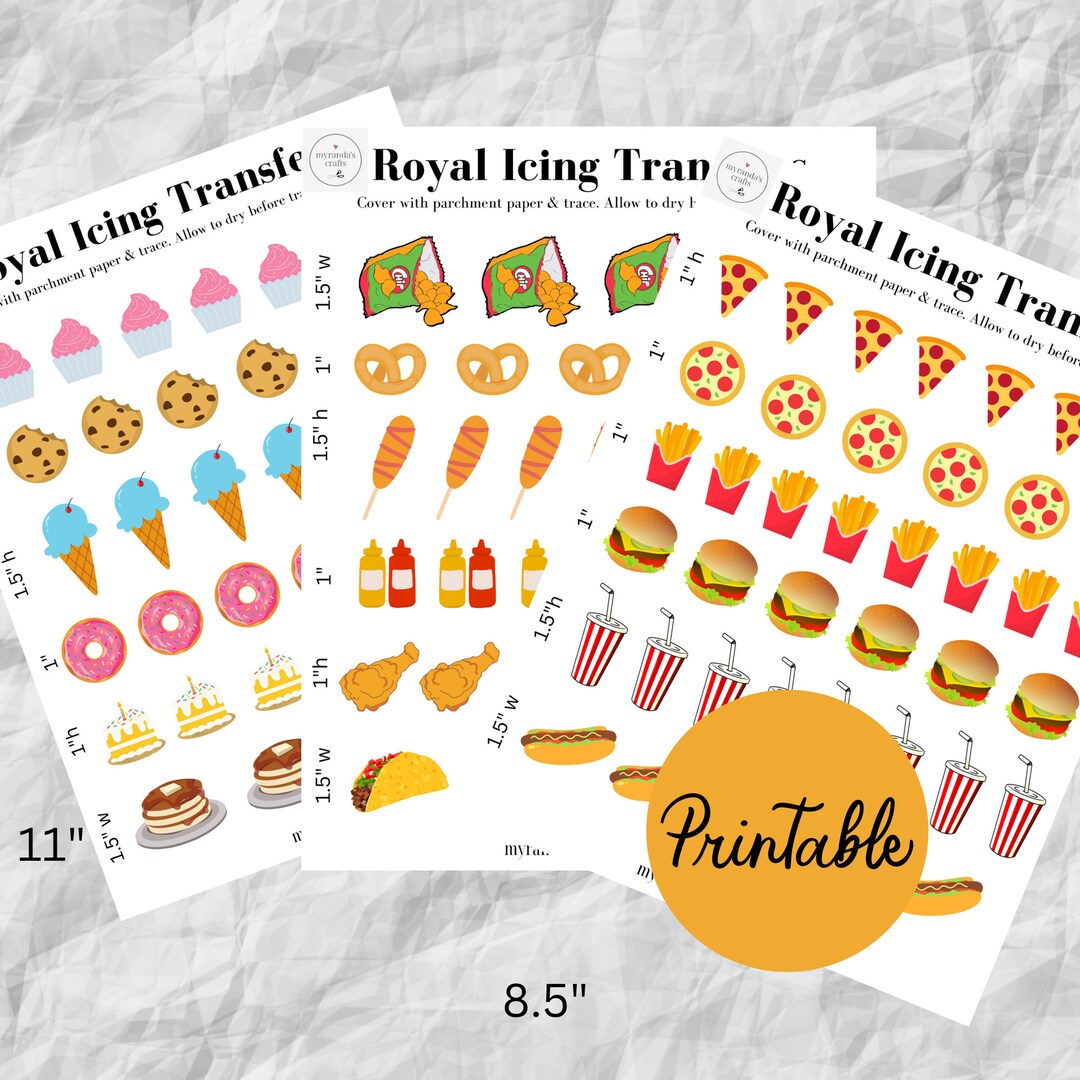 Junk Food Instant Download, Royal Icing Transfer Sheets, Printable ...