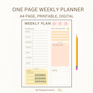 Weekly Planner Printable, to Do List, Instant Download, Productivity ...