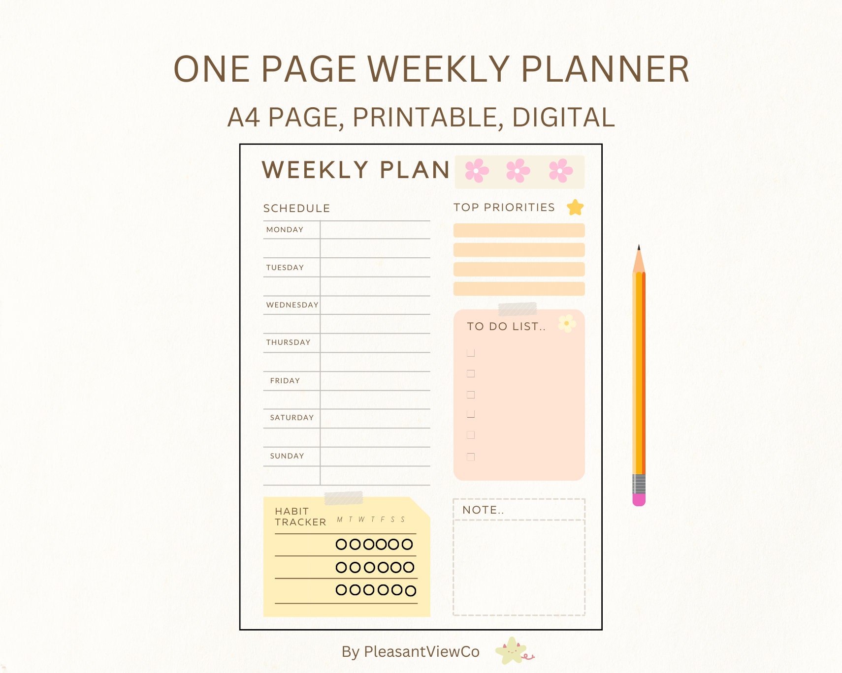 Weekly Planner Printable, to Do List, Instant Download, Productivity ...