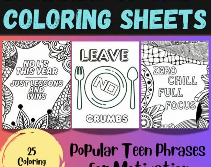 Teen Slang Motivational Coloring Pages | Back to School - Etsy