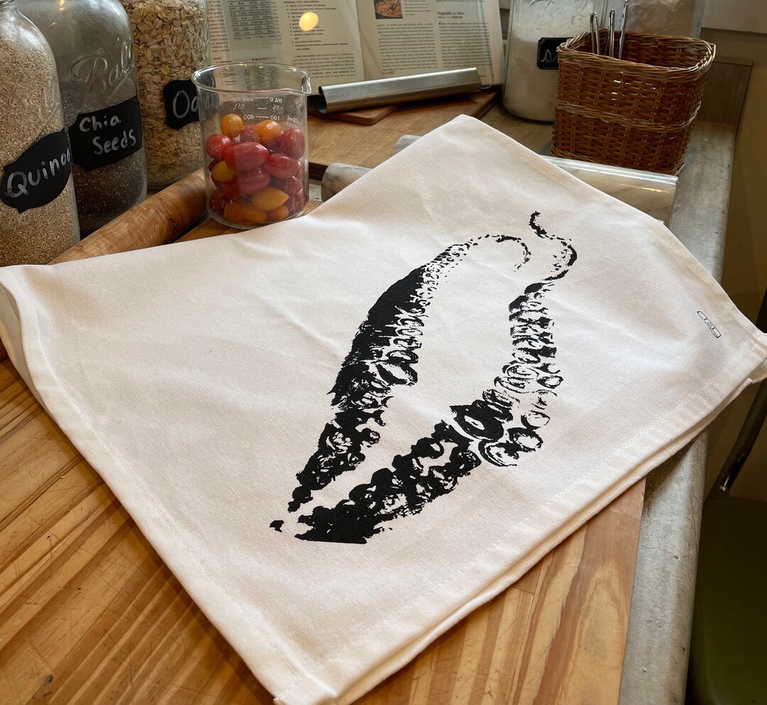 Gyotaku Octopus Kitchen Towel: Nature Printed Cotton Tea Towel - Etsy