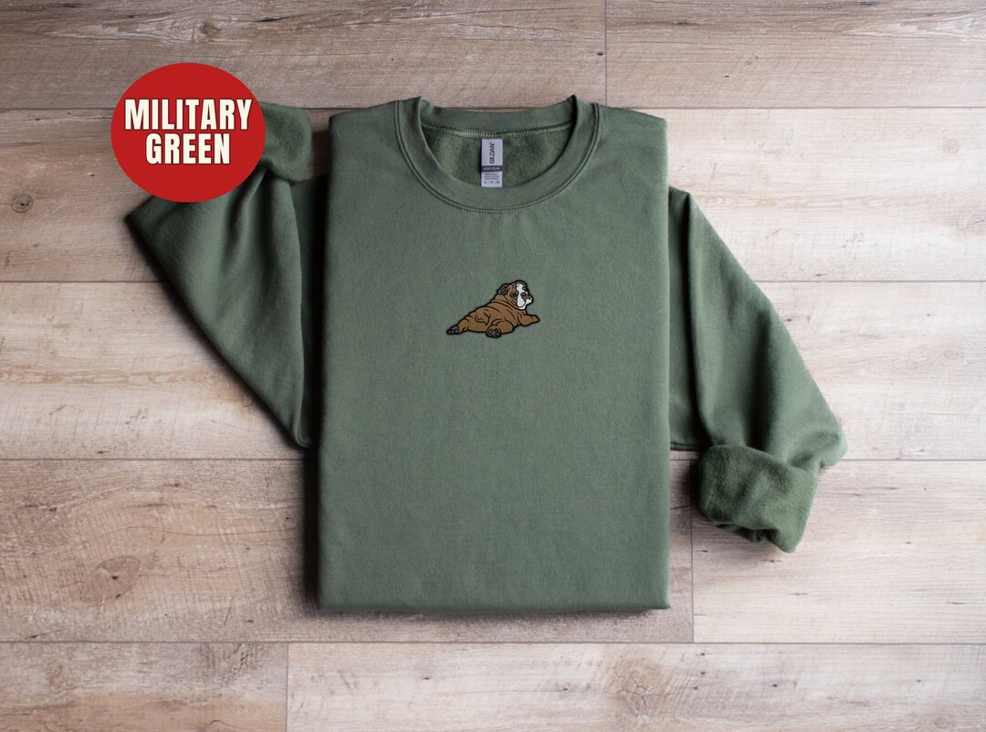 Embroidered Bulldog Sweatshirt, Bull Dog Sweatshirt Unisex, Funny ...