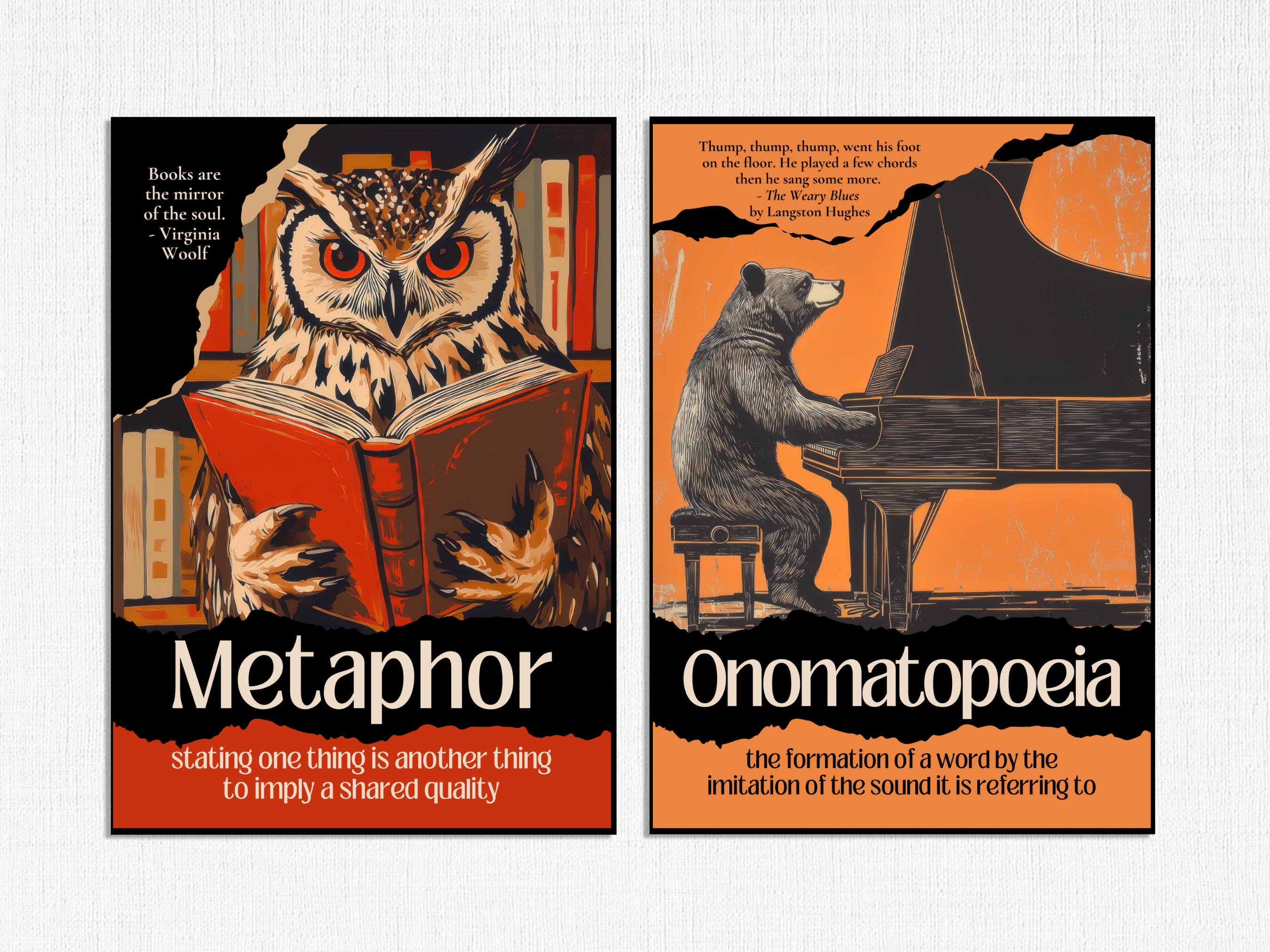Literary Terms Poster Bundle: Figurative Language Posters Middle School ...