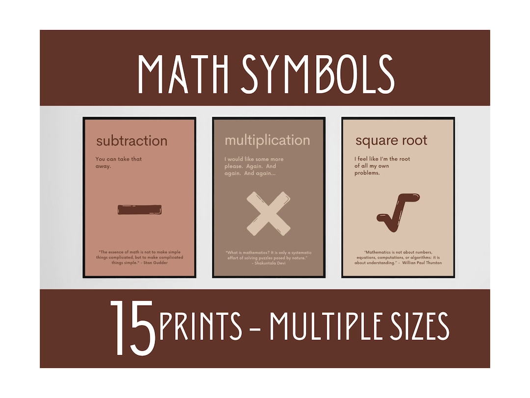 Math Symbols Posters, Mathematics Classroom Decor, High School Math ...