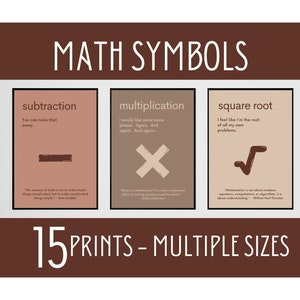 Math Symbols Posters, Mathematics Classroom Decor, High School Math ...