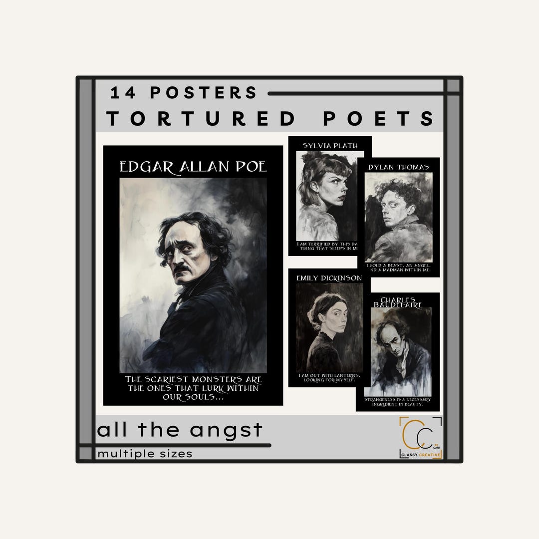 Gothic Poetry Posters Tortured Poets High School English Halloween ...
