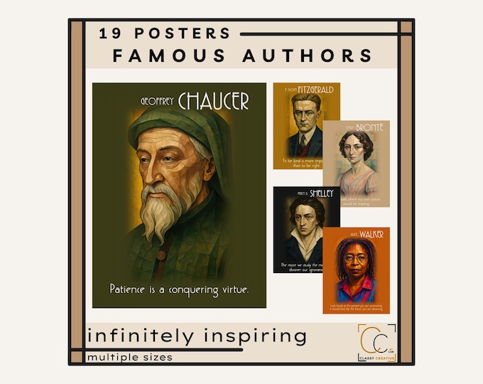 5 Author Quote Posters - High-resolution Digital Files - 40+ Authors ...