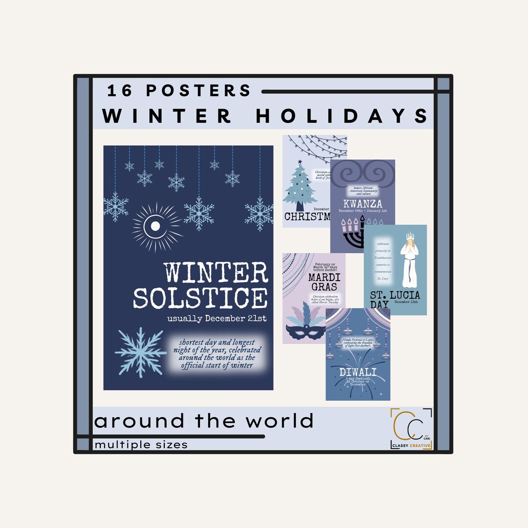 Winter Holidays Posters: Diverse World Celebrations Festivals Winter ...