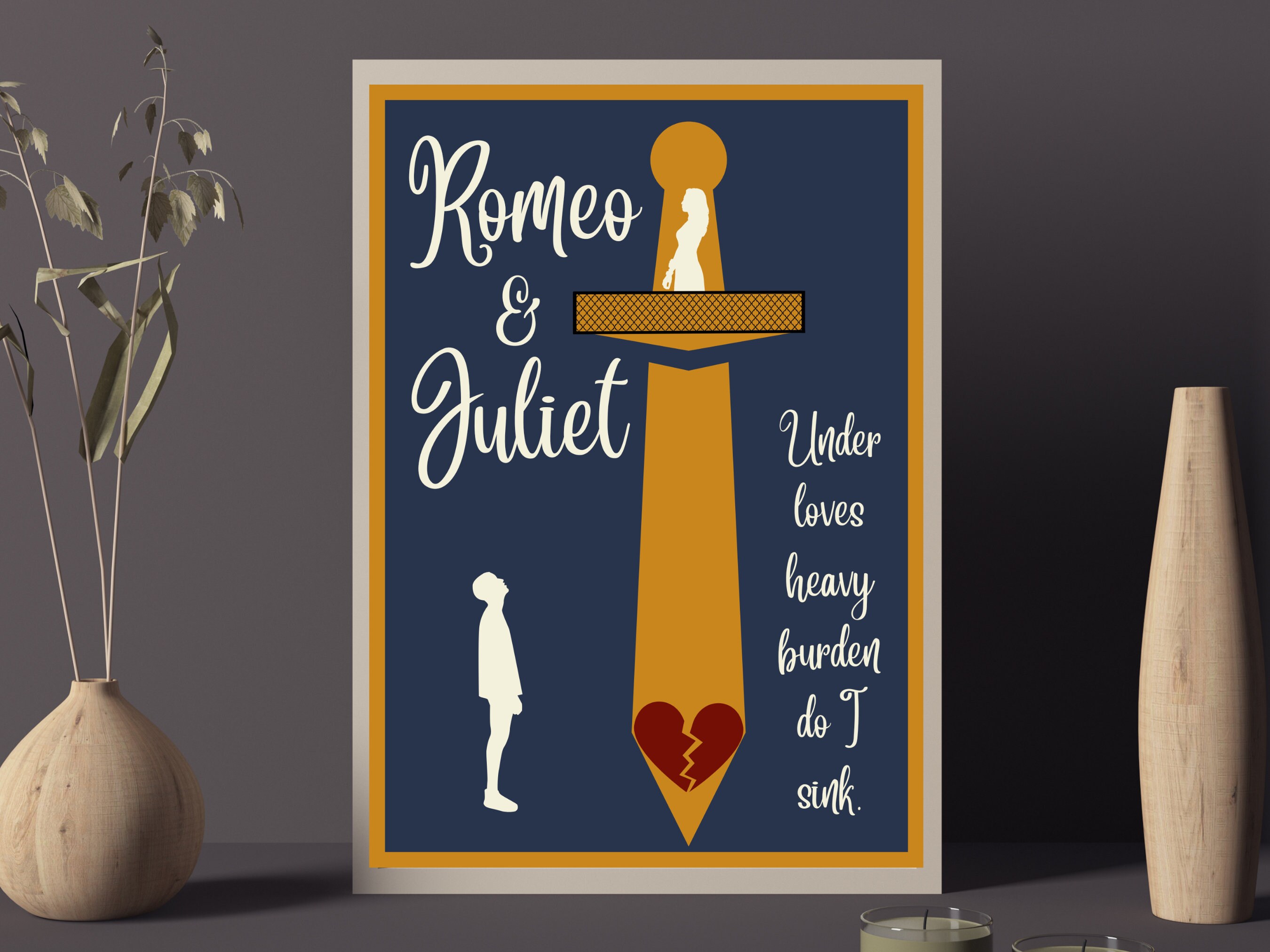 Romeo and Juliet Movie Poster, Shakespeare Wall Art, Romeo & Juliet ...