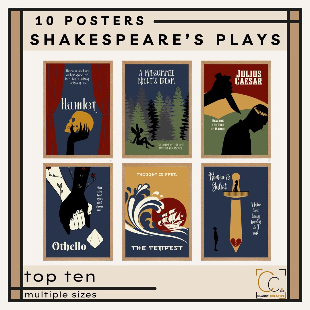 Shakespeare Prints Shakespeare Gallery Wall High School English ...