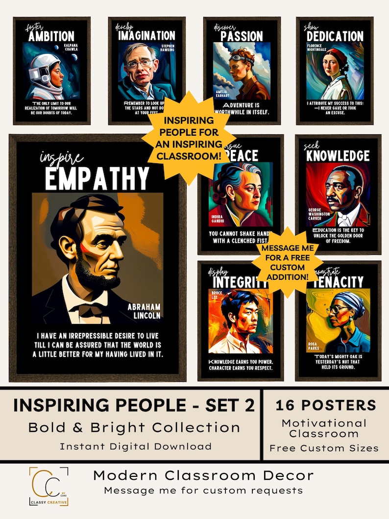 Inspirational Quotes Classroom Posters: Famous Leaders Scientists ...