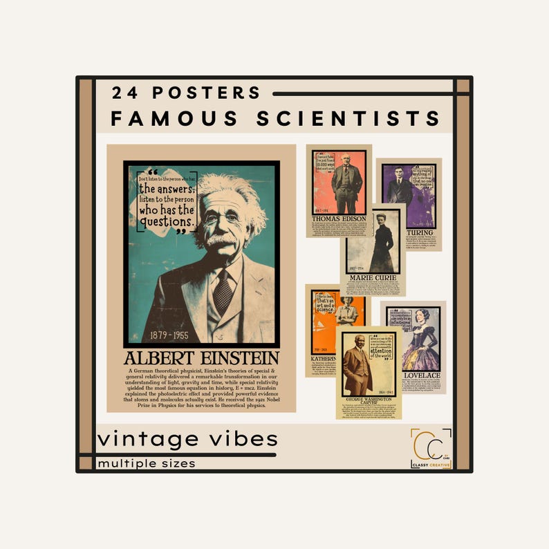 Famous Scientists Posters: Vintage Science Classroom Decor Women in ...