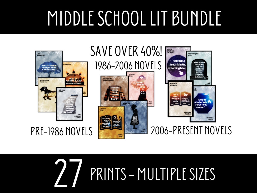 Middle School Literature Prints, English Classroom Decor, Library ...