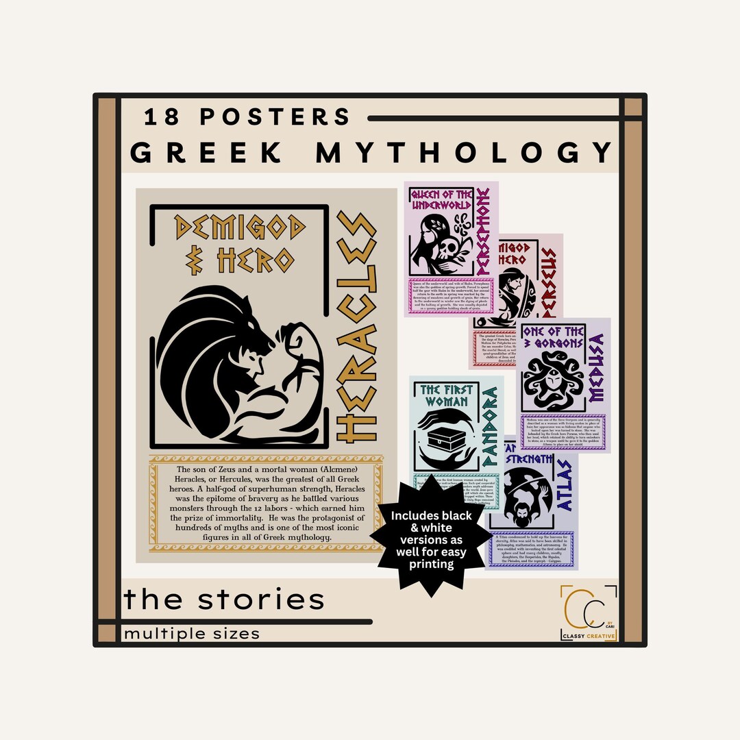 Greek Mythology Posters: Social Studies Classroom Decor Myths of Greece ...