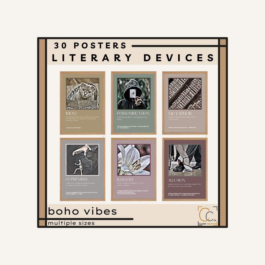 Literary Devices Poster Set: English Classroom Decor (digital Download ...