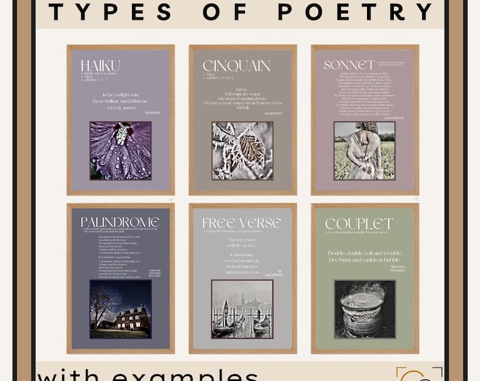 Types of Poetry English Classroom Decor Classic Poems High School ...