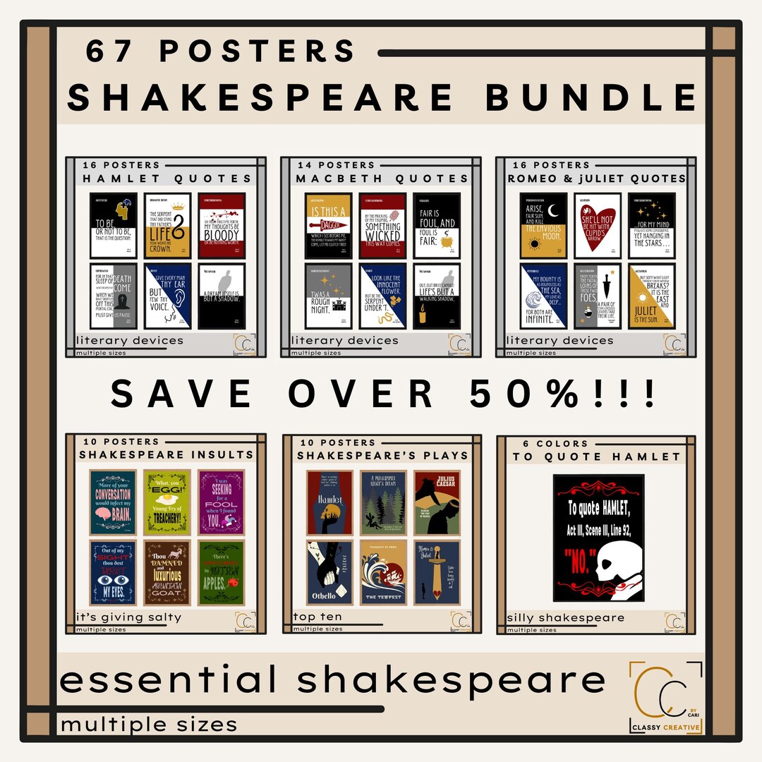 Shakespeare Poster Bundle High School English Classroom Decor ...