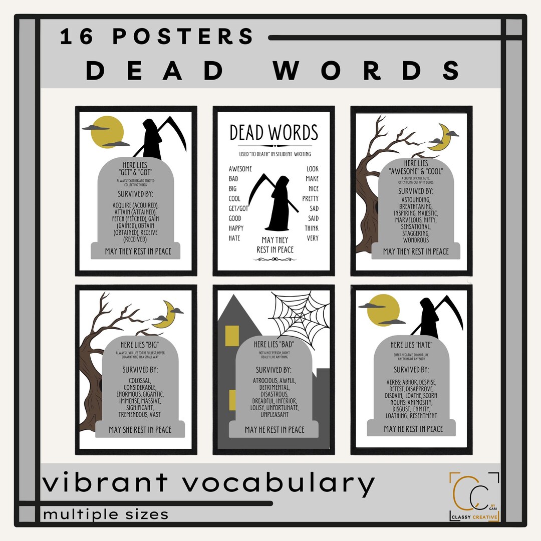 Dead Words Posters Middle School Writing English Classroom Decor ...