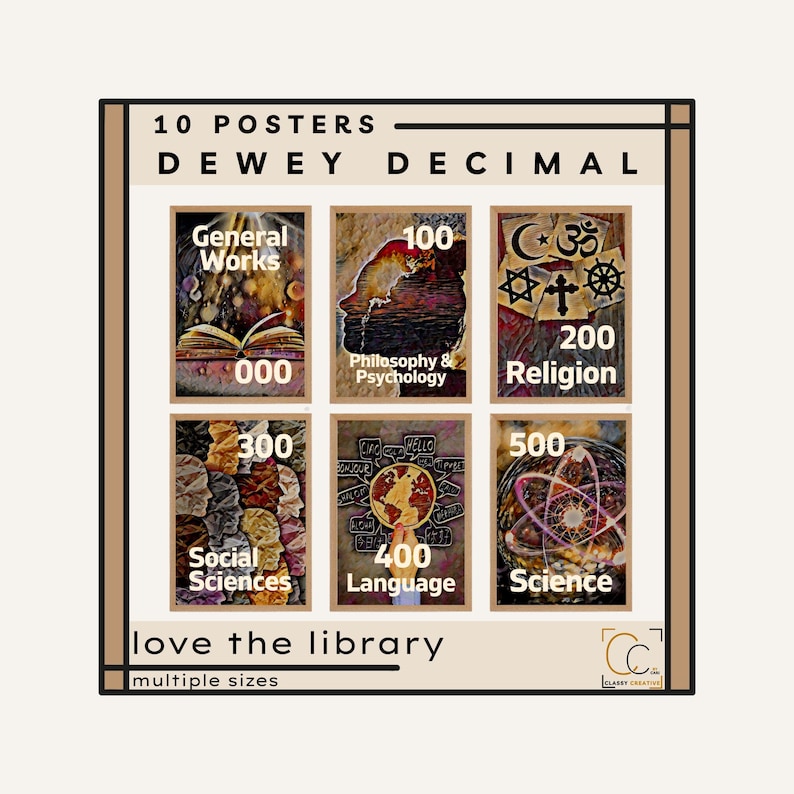 Dewey Decimal Posters: School Library Classification Poster Bundle Book ...