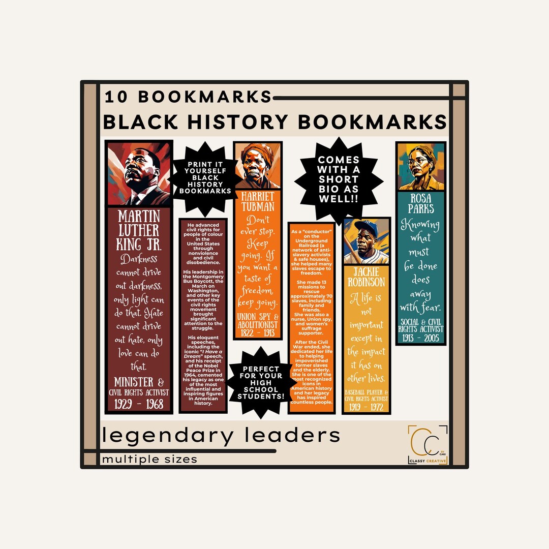 Black History Month Bookmarks: Famous African American Leaders Civil ...
