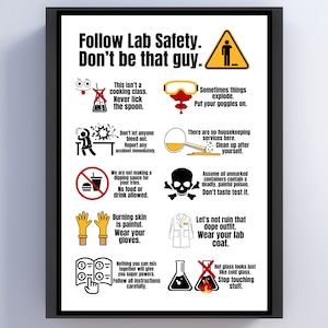 Funny Science Lab Safety Rules Poster: Middle School Science Classroom ...