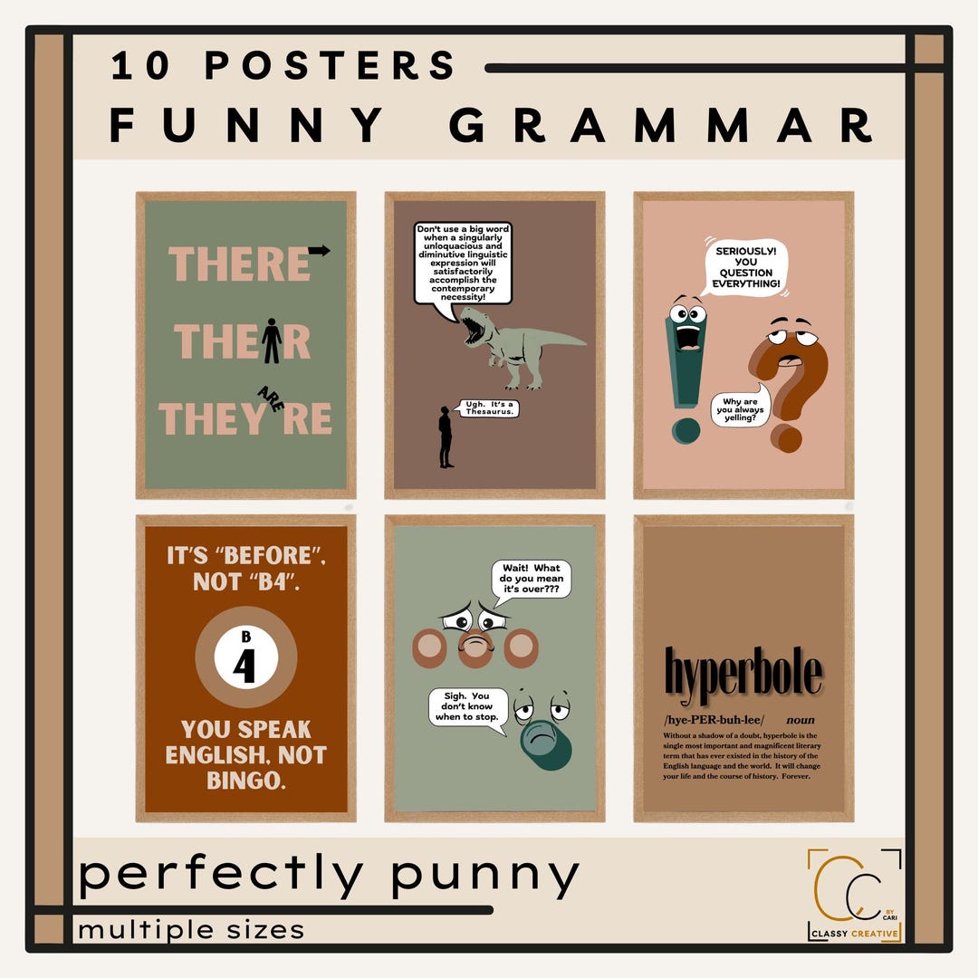 Funny English Classroom Posters Funny Grammar Punctuation Posters ...