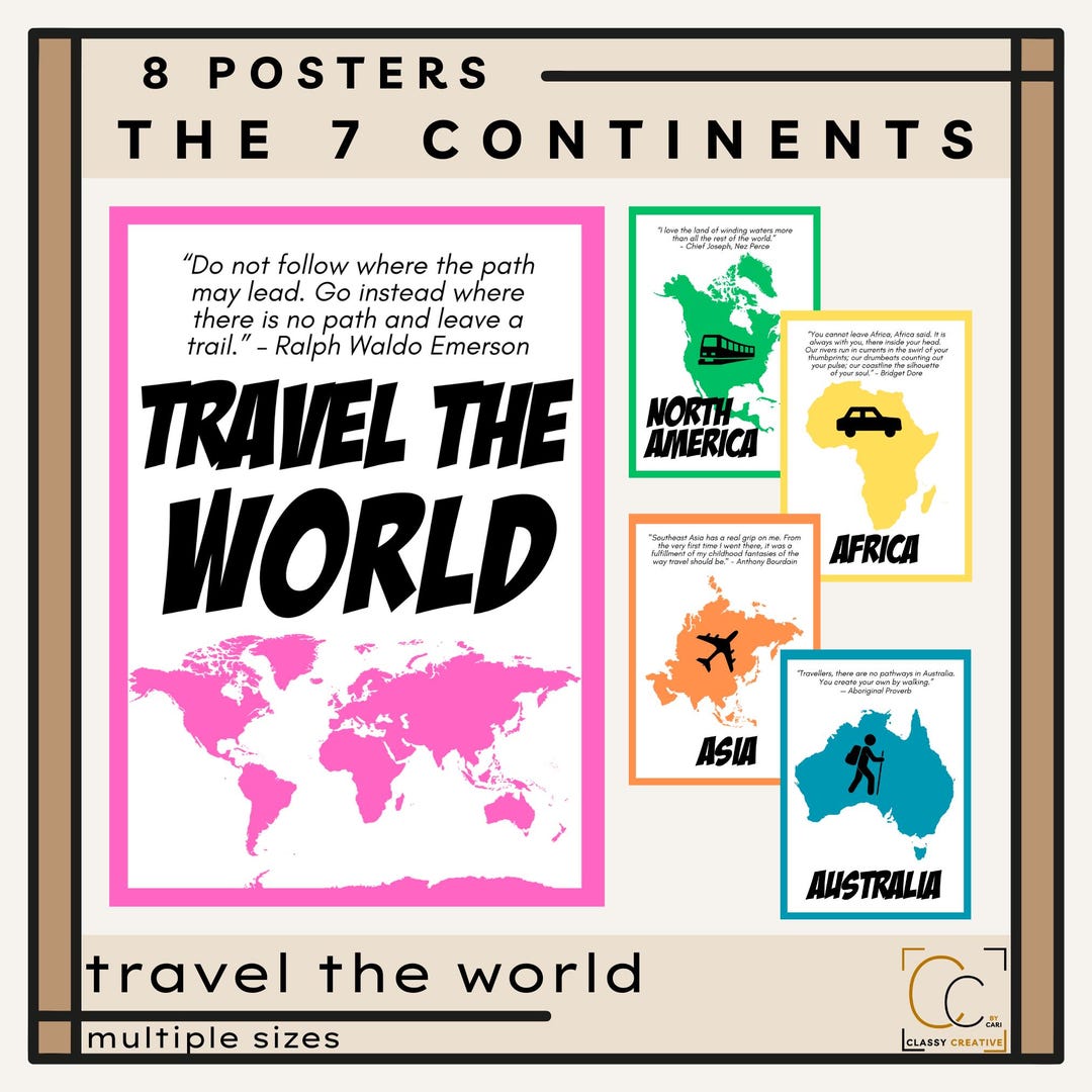 7 Continents Posters: Rainbow World Travel Maps (digital Download) - Etsy