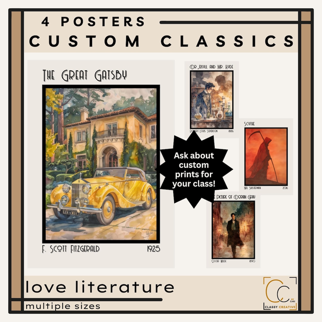Custom Classic Literature Posters High School English Classroom Posters ...