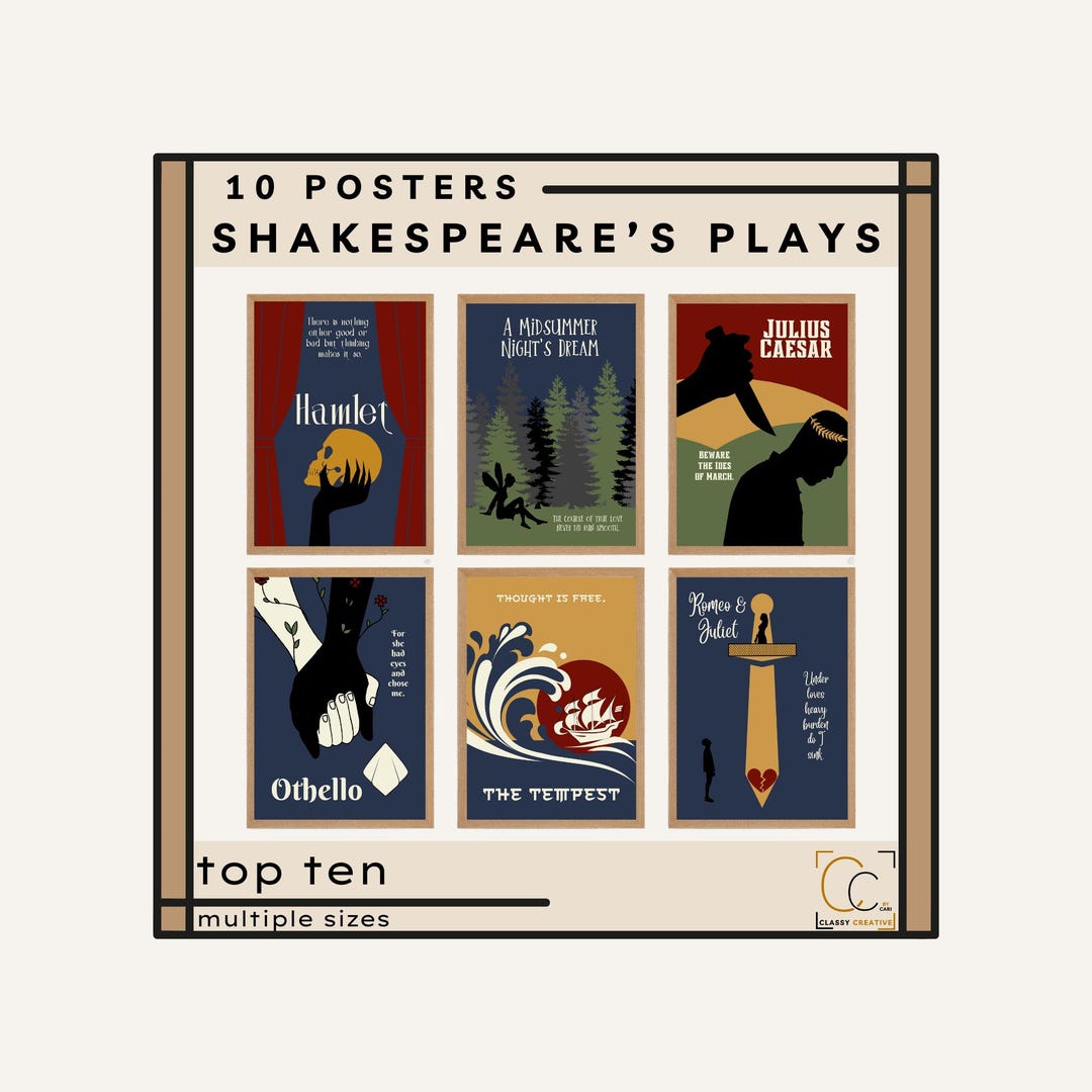 Shakespeare Plays Poster Bundle: High School English Classroom Gallery ...
