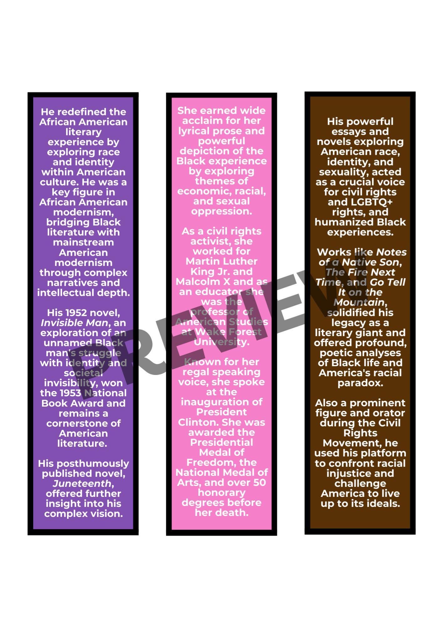 Black History Month Bookmarks Bundle: Famous African American Civil ...