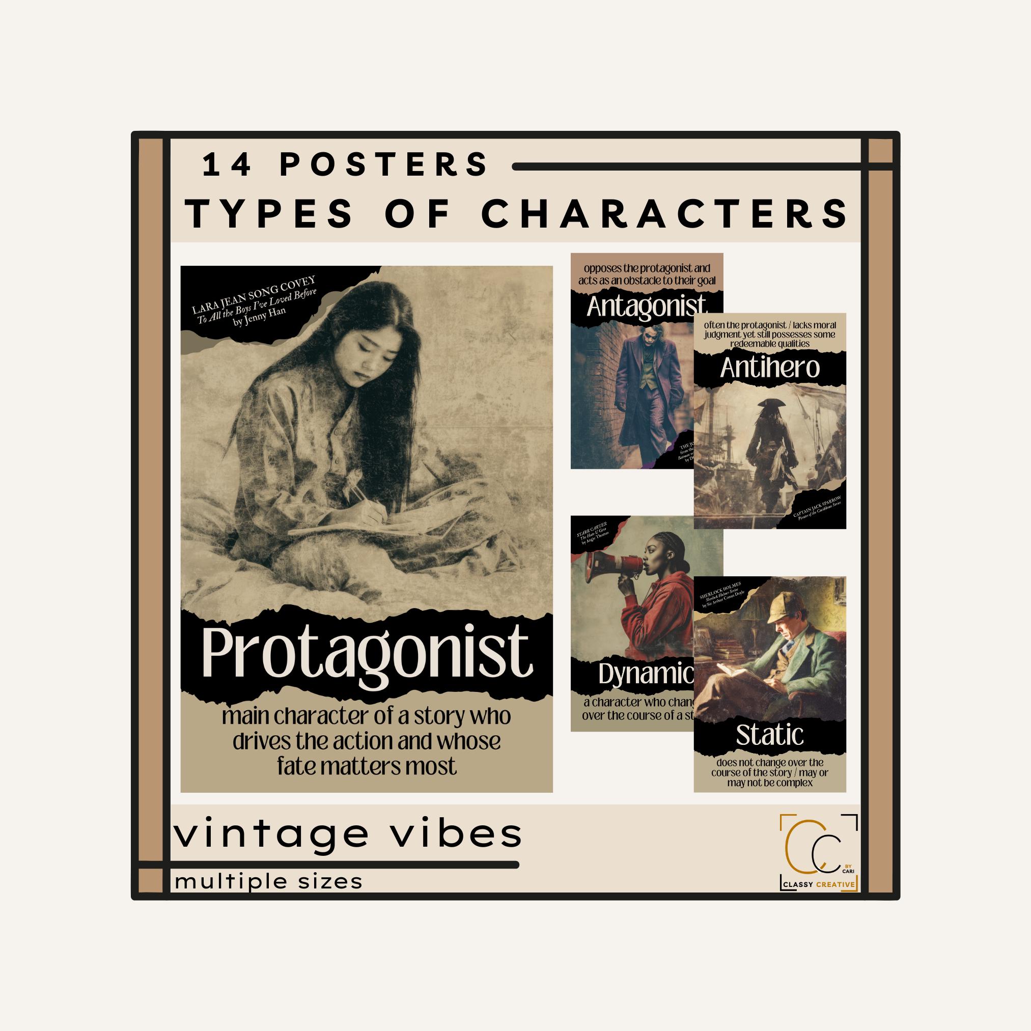 Types of Characters Poster Bundle: High School English Classroom Decor ...