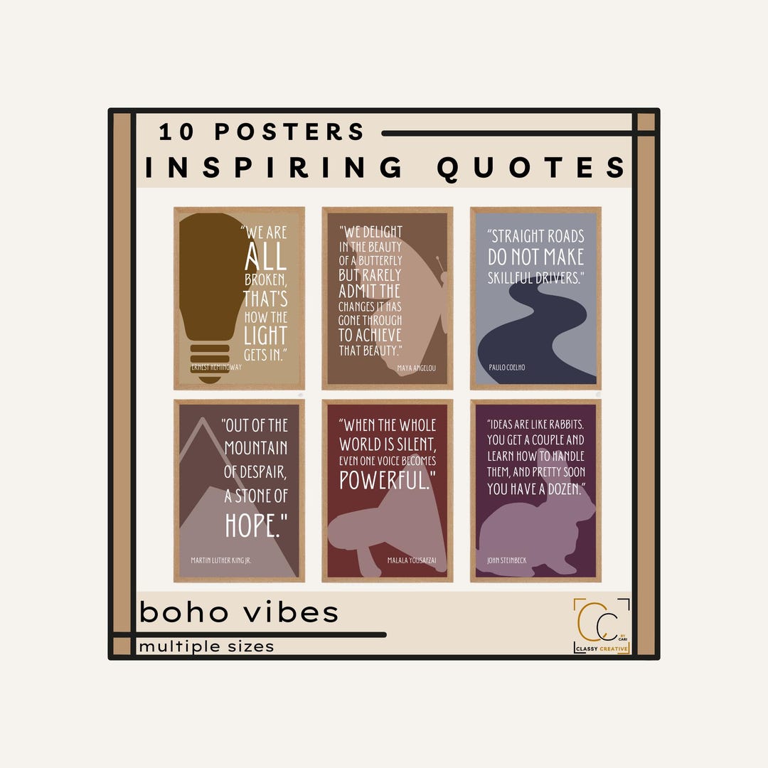 Inspirational Quote Posters: English Classroom Decor (digital Download ...