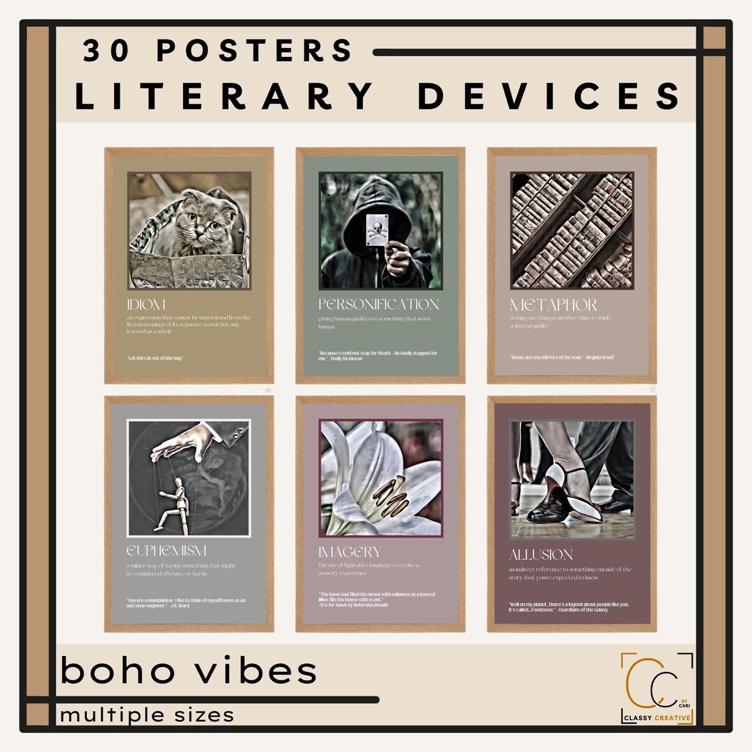 Literary Devices Poster Bundle Figurative Language Literary Terms High ...