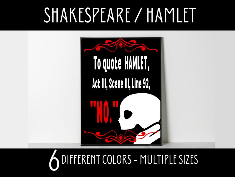 Shakespeare Poster English Classroom Decor Hamlet Quote - Etsy