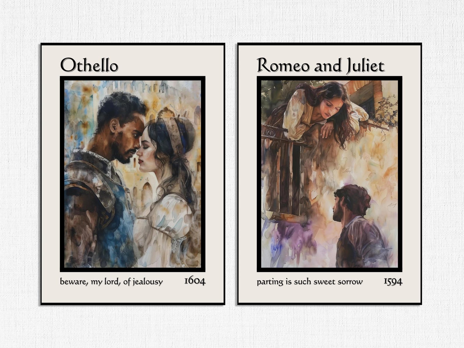 Shakespeare Plays Posters: Shakespeare Gallery Wall Art Famous Works ...