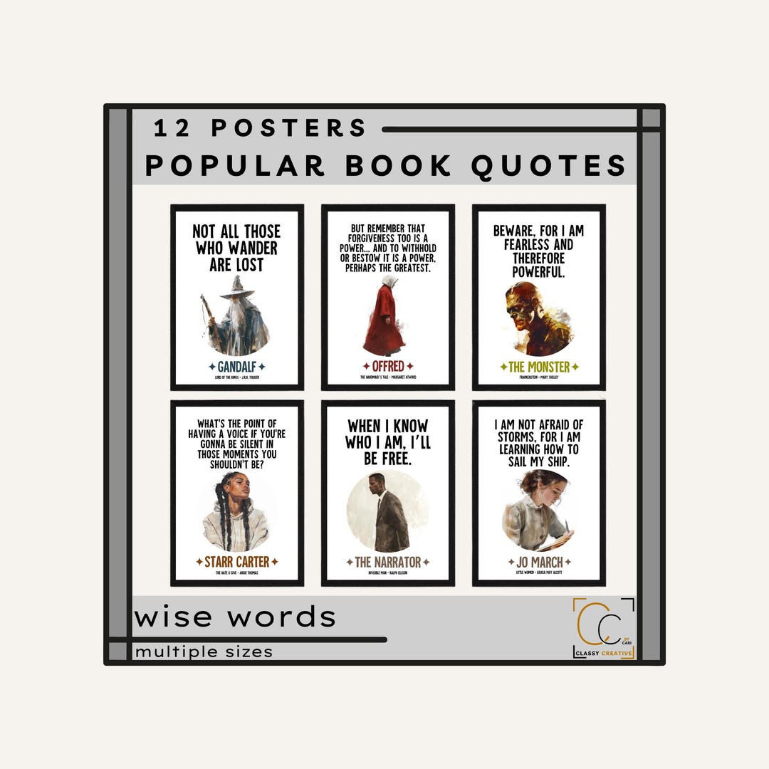 Literary Character Quote Posters: Watercolor English Classroom Decor ...