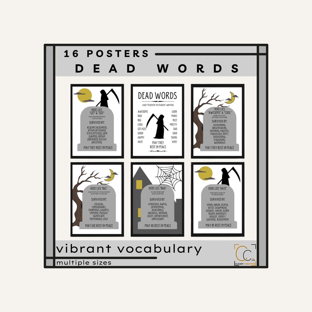 Dead Words Posters Middle School Writing English Classroom Decor ...