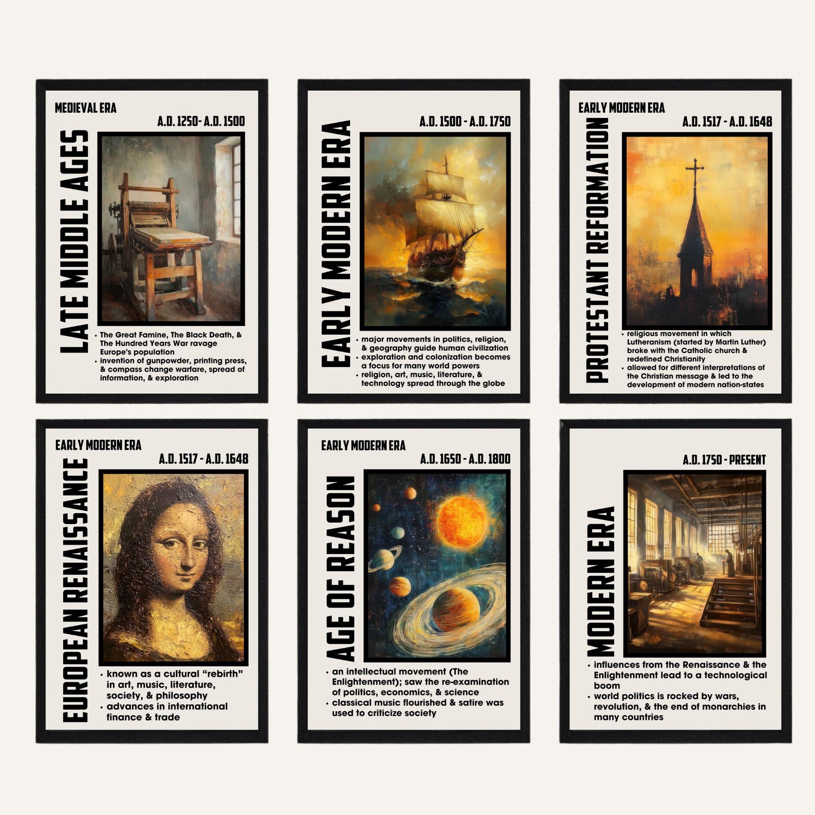 Historical Eras Posters: High School Classroom Decor Human History ...