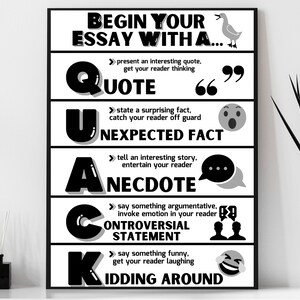 QUACK Checklist Poster: Middle School English Classroom Decor Anchor ...