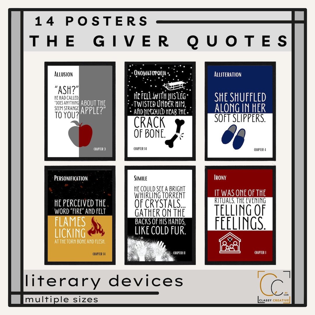 The Giver Posters Middle School Novels the Giver Figurative Language ...