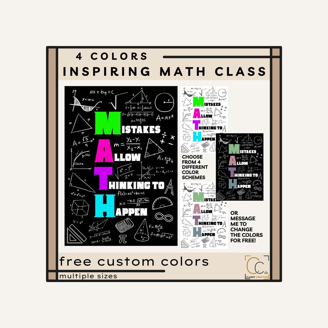Inspiring Math Classroom Poster: Middle School Math Class Decor ...