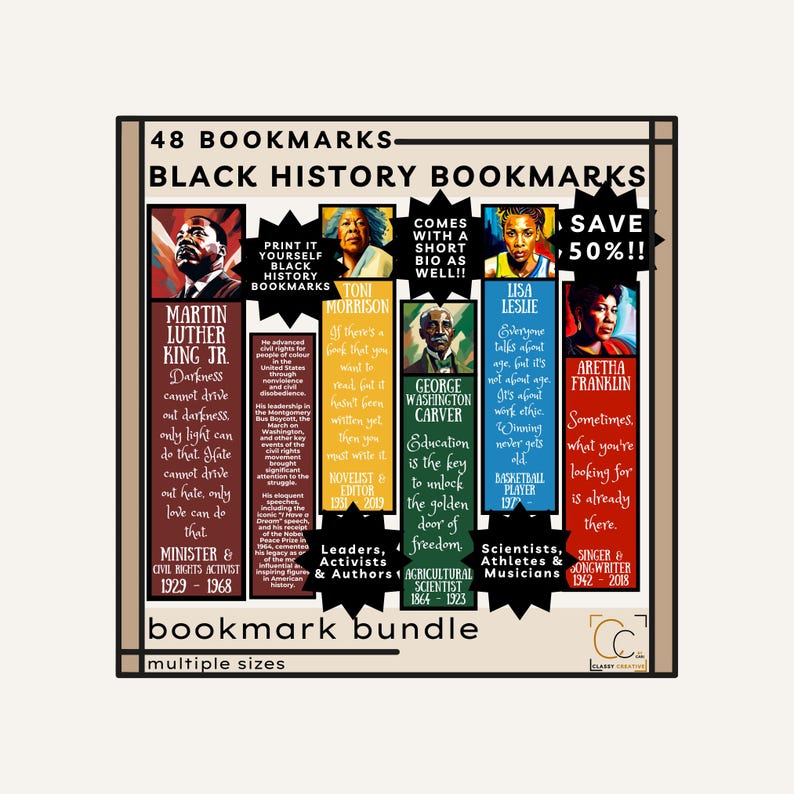 Black History Month Bookmarks Bundle: Famous African American Civil ...