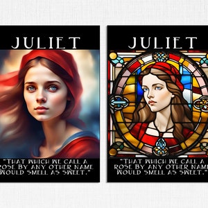 Romeo & Juliet Character Quotes Shakespeare Wall Art Romeo and Juliet ...
