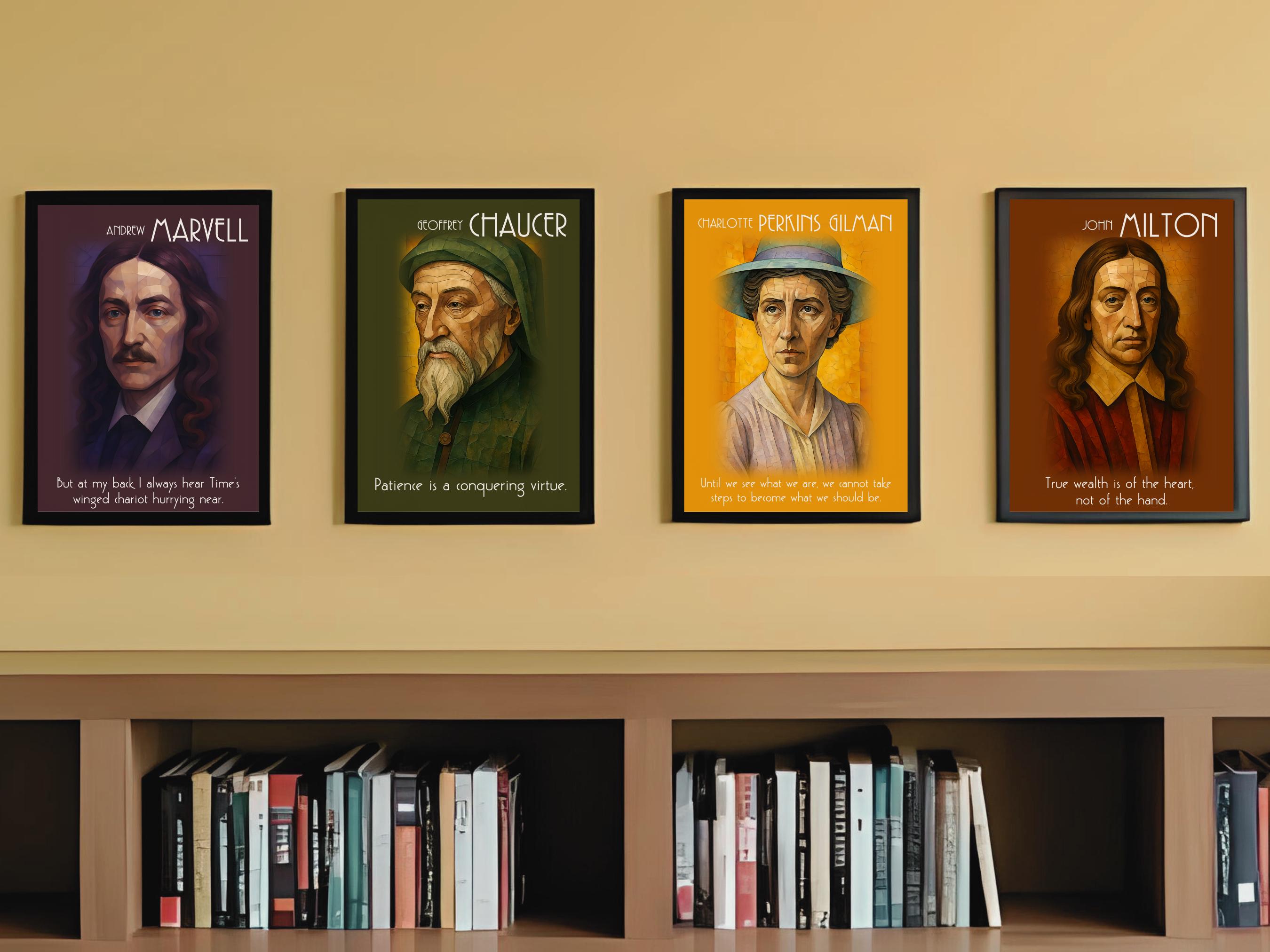 Inspirational Author Quotes Poster Set: English Classroom Art (digital ...
