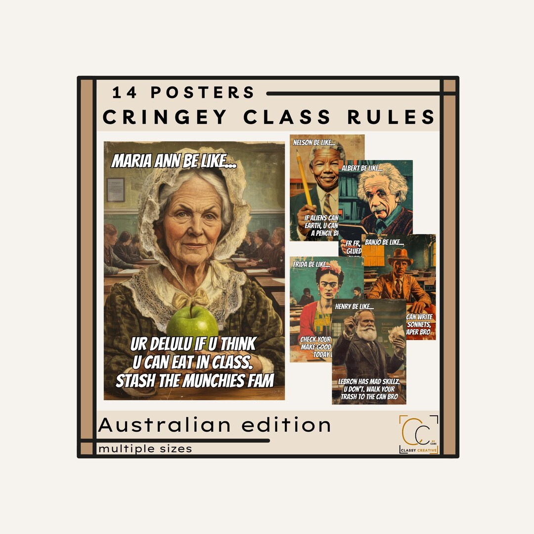 Funny Australian Classroom Rules Posters: Historical Figures Cringey ...