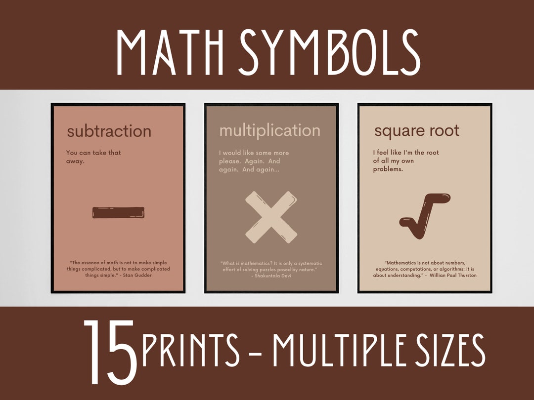 Math Symbols Posters Mathematics Classroom Decor High School - Etsy