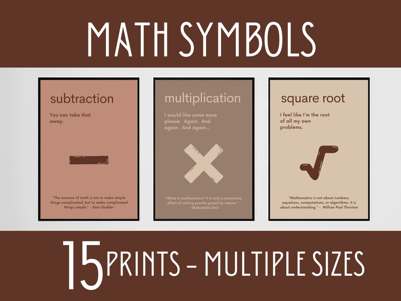 Math Symbols Posters Mathematics Classroom Decor High School - Etsy