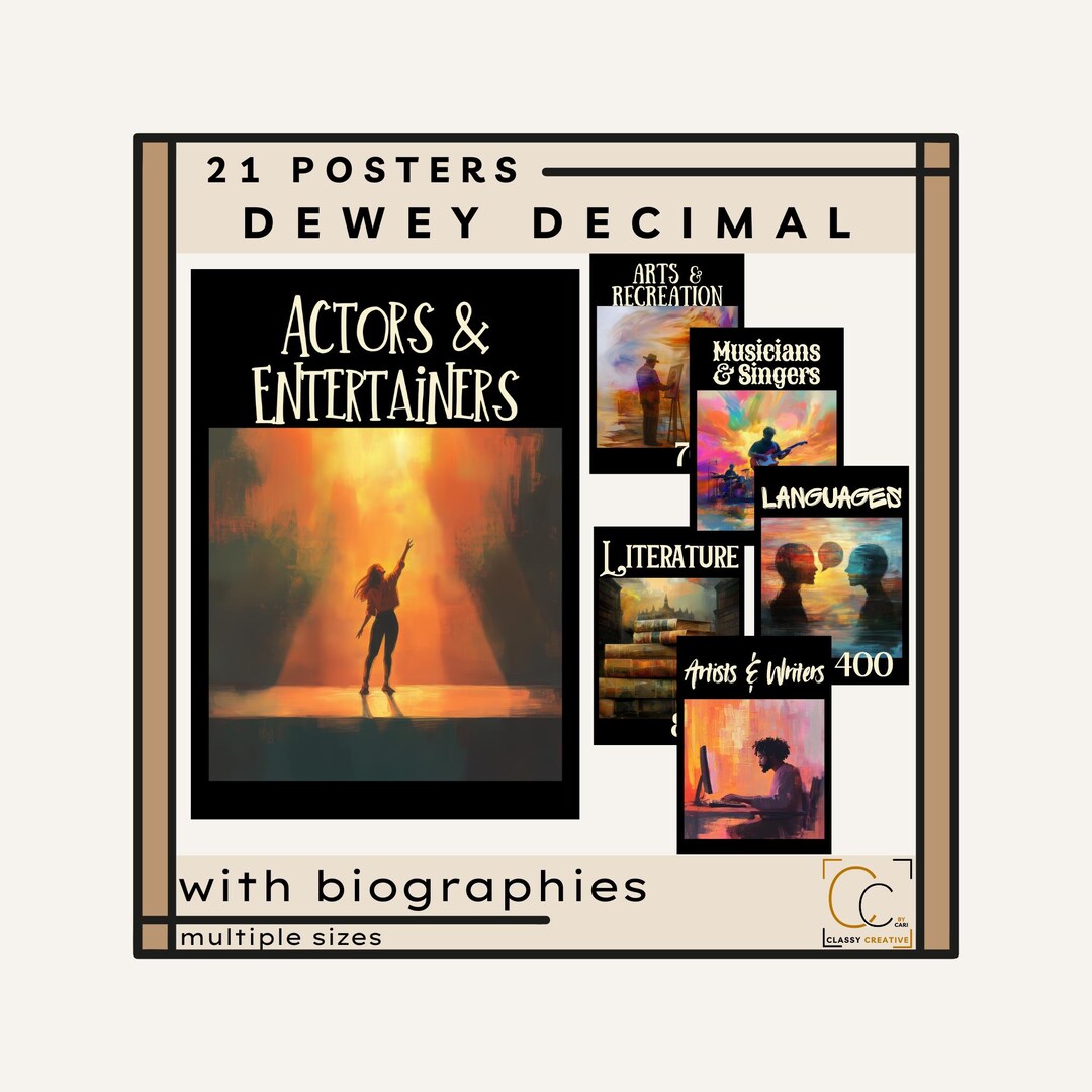 Dewey Decimal & Biography Posters: School Library Classification Poster ...